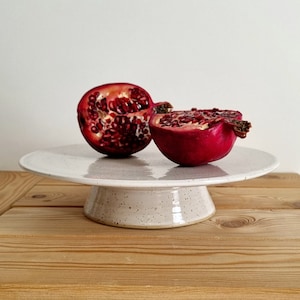 White Cake Stand, Handmade Cake Platter, Speckled Serving Plate ...
