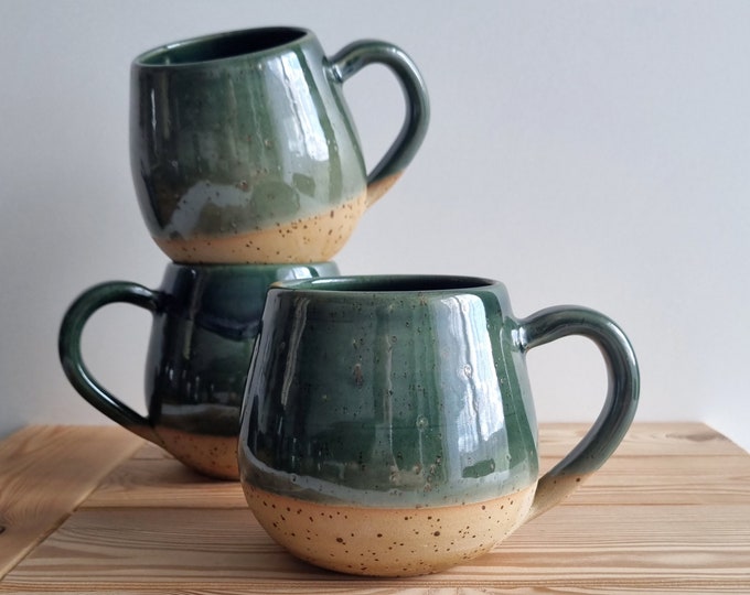 Big Stoneware Mug 600ml, Extra Large Mug 20oz, Green Ceramic Mug, Tall ...