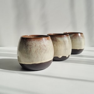 Beige Handmade Coffee Mug, Ceramic Mug No Handle, Japanese Tea Cup ...