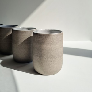 Ceramic Handleless Mug 13oz, Minimalist Mug No Handle 400ml, Grey White ...