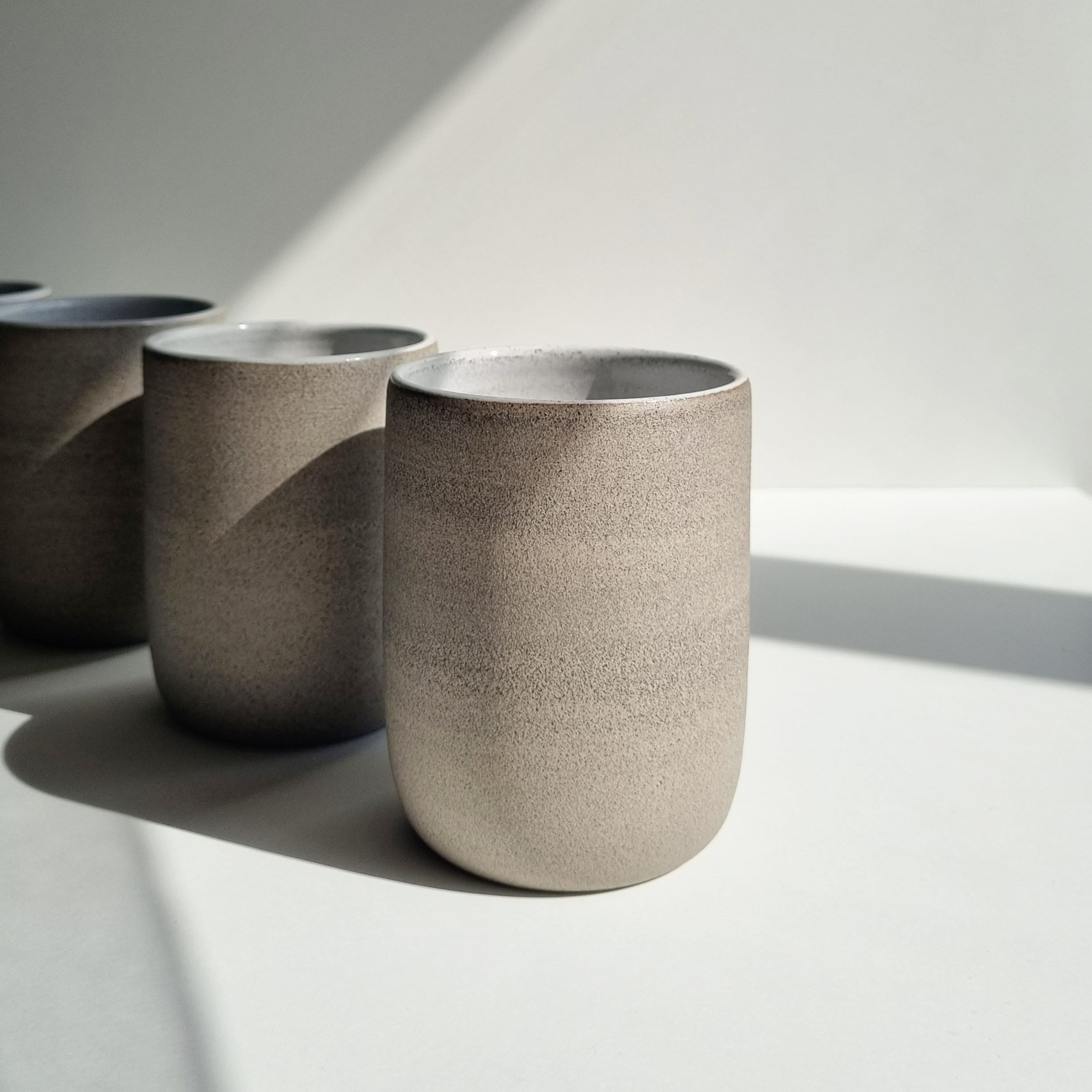 Ceramic Handleless Mug 13oz, Minimalist Mug No Handle 400ml, Grey White ...