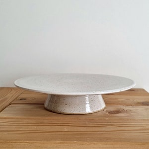 White Cake Stand, Handmade Cake Platter, Speckled Serving Plate ...