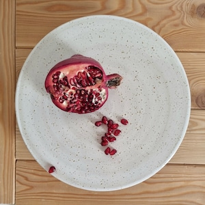 White Cake Stand, Handmade Cake Platter, Speckled Serving Plate ...