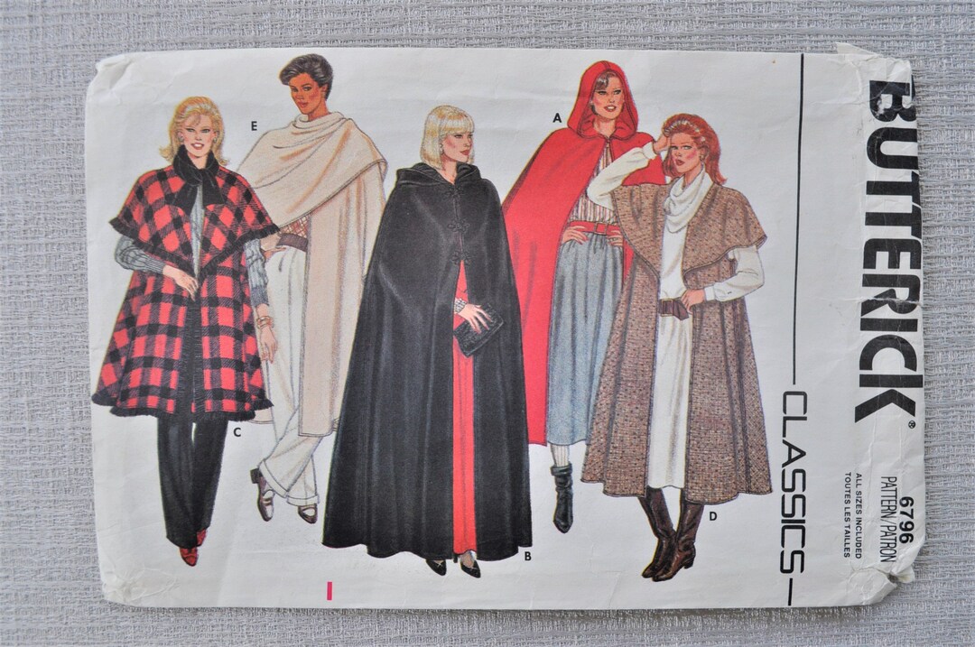 Renaissance Cape With Hood, Vintage Womens Cape, Sewing Pattern for ...