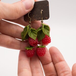Polymer Clay Earrings With Raspberries Goblincore Funky Earrings ...