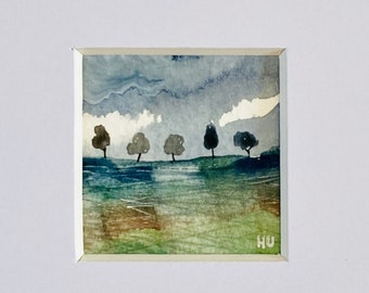 Miniature Trees Landscape Wall Art, Original Earthy Countryside ...