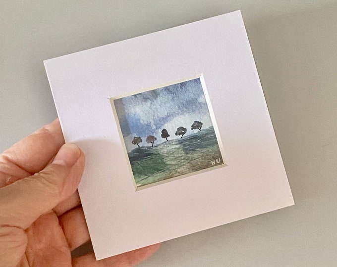 Miniature Watercolour Trees Landscape Painting, Tiny Original ...