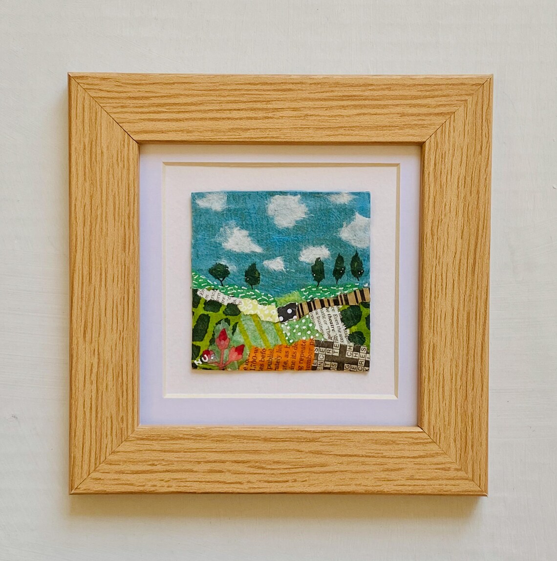 Small Collage Landscape Painting: Countryside Decor, Original Artwork ...