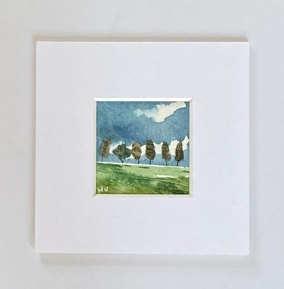 Miniature Landscape Painting, Original Tiny Artwork, Watercolour and ...