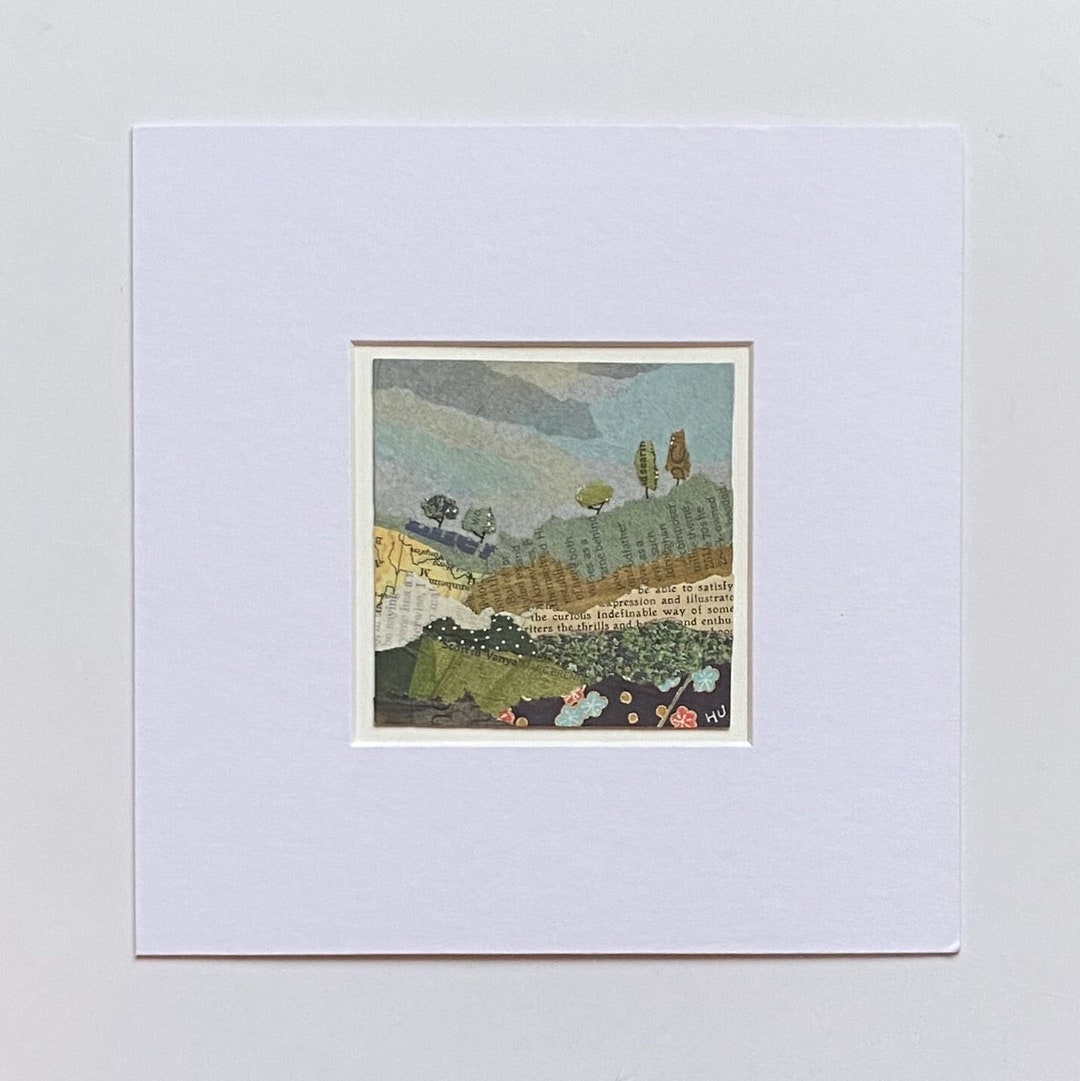 Original Collage Landscape Painting, Countryside Wall Art, Paper ...