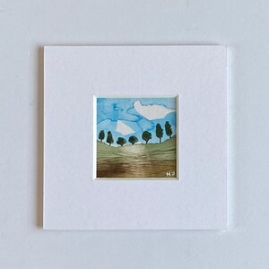 Tiny Original Watercolour Trees Landscape Painting, Unique Miniature ...