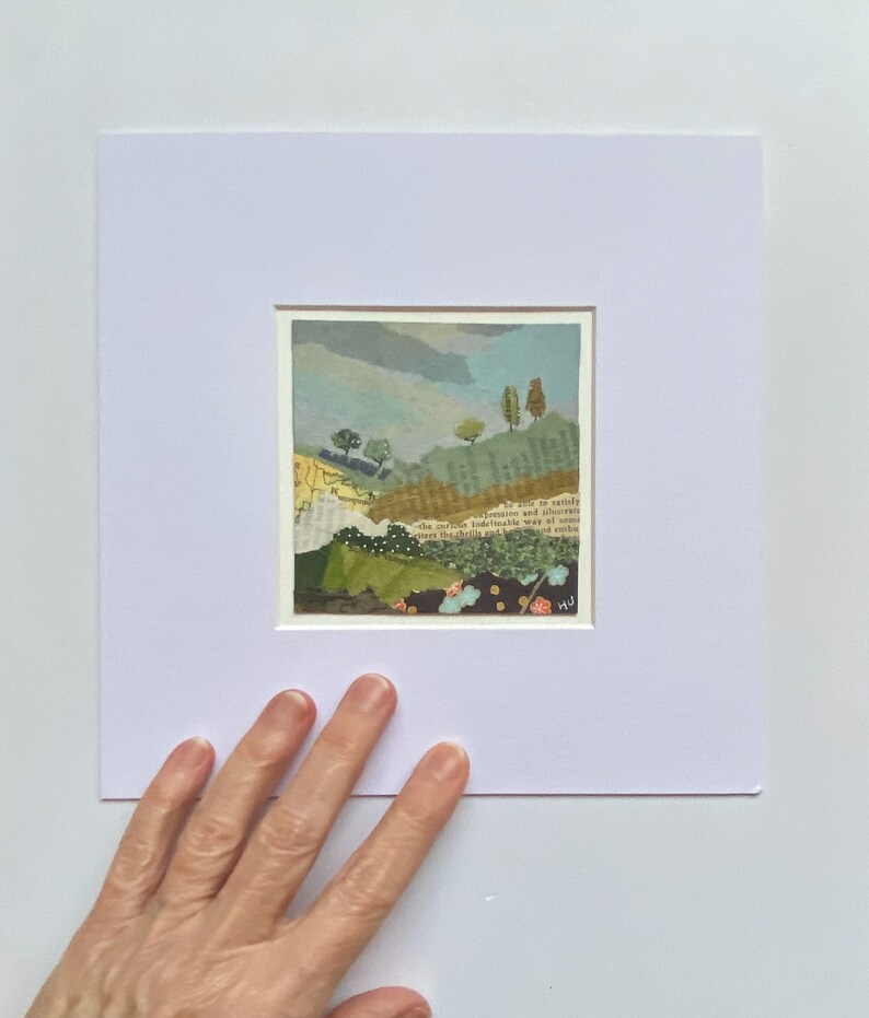 Original Collage Landscape Painting, Countryside Wall Art, Paper ...