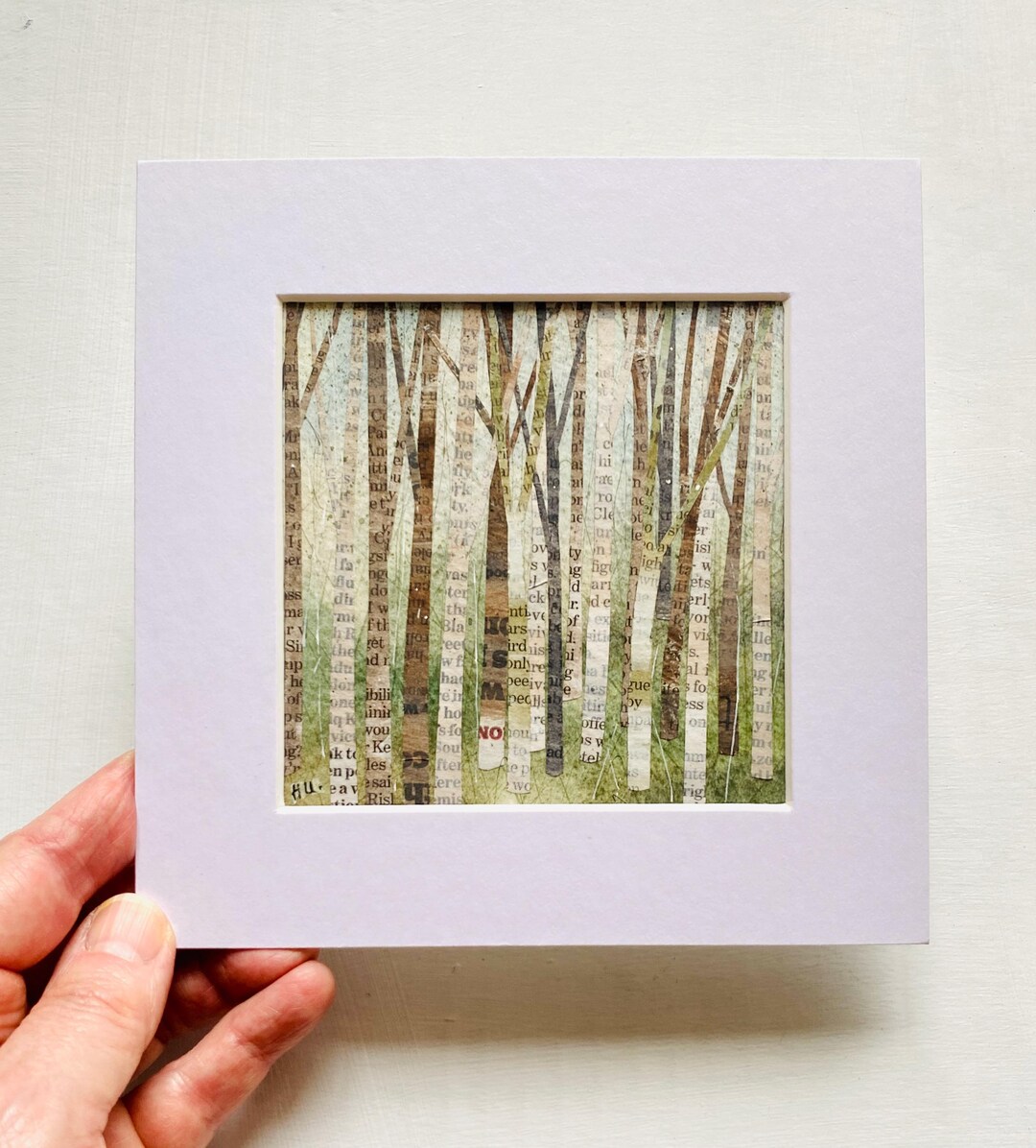 Small Paper Collage Trees Painting: Original Countryside Wall Art. - Etsy