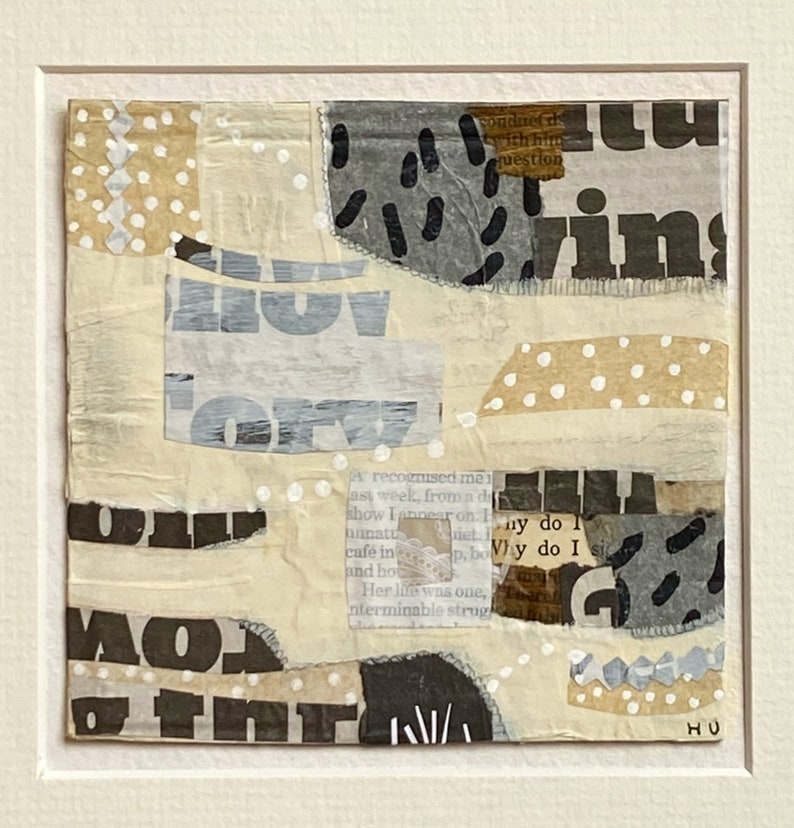 Neutral Abstract Wall Art: Paper Collage Artwork, Small Original Art ...