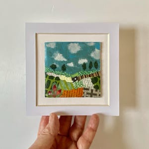 Small Collage Landscape Painting, Original Abstract Countryside Wall ...