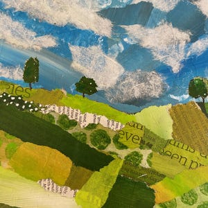 Original Collage Trees Abstract Landscape Painting, Handmade Paper ...