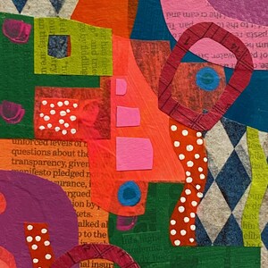 Original 9x9 Colourful Collage Abstract Wall Art, Fun Vibrant Modern ...