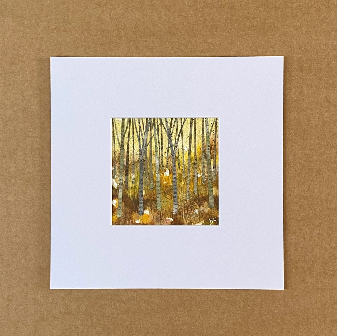 Small Original Collage Trees Landscape Painting, Unique Earthy ...