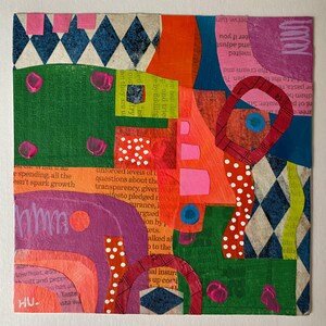 Original 9x9 Colourful Collage Abstract Wall Art, Fun Vibrant Modern ...