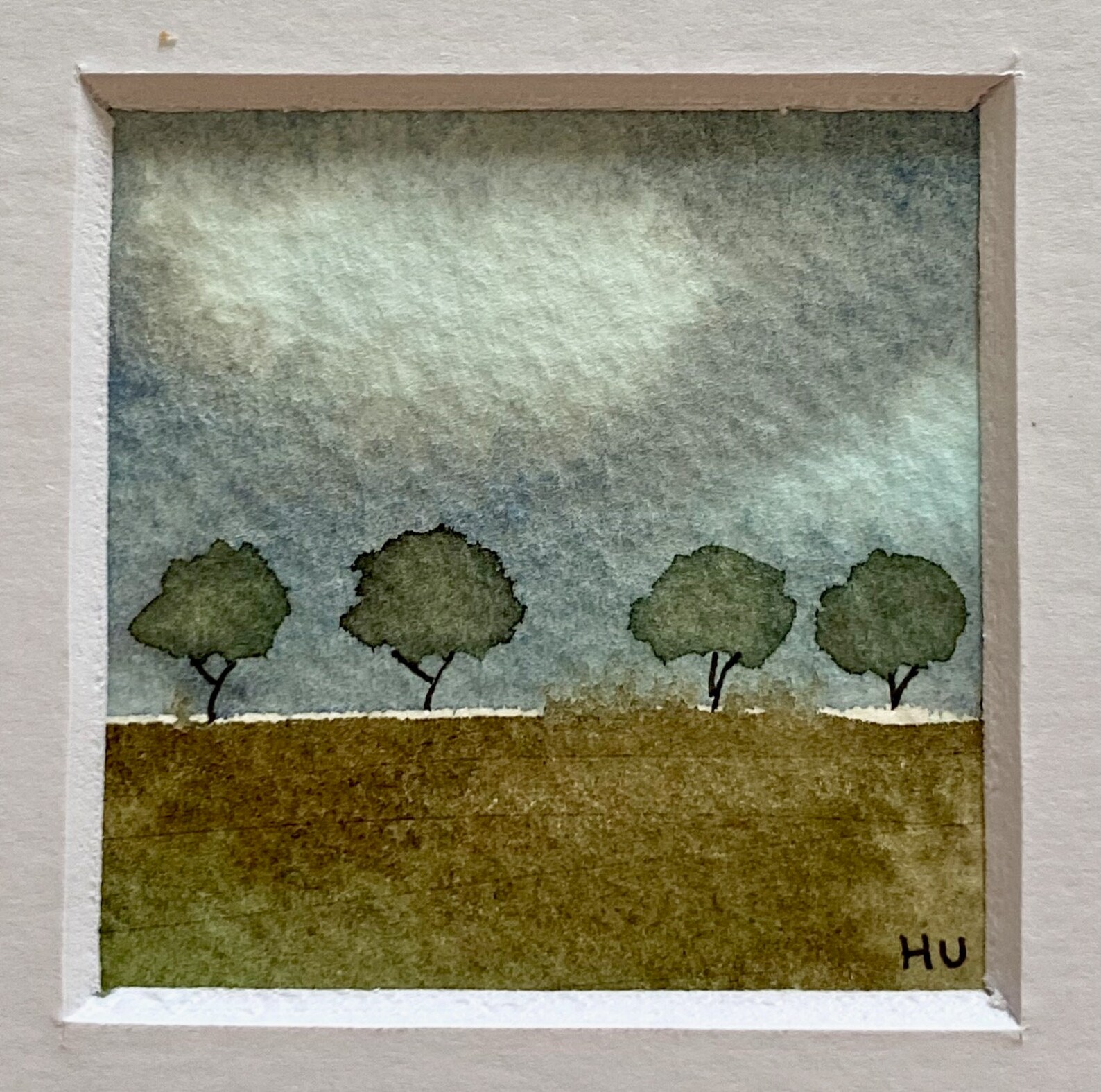 Miniature Watercolour Trees Landscape Painting, Original Tiny Nature ...