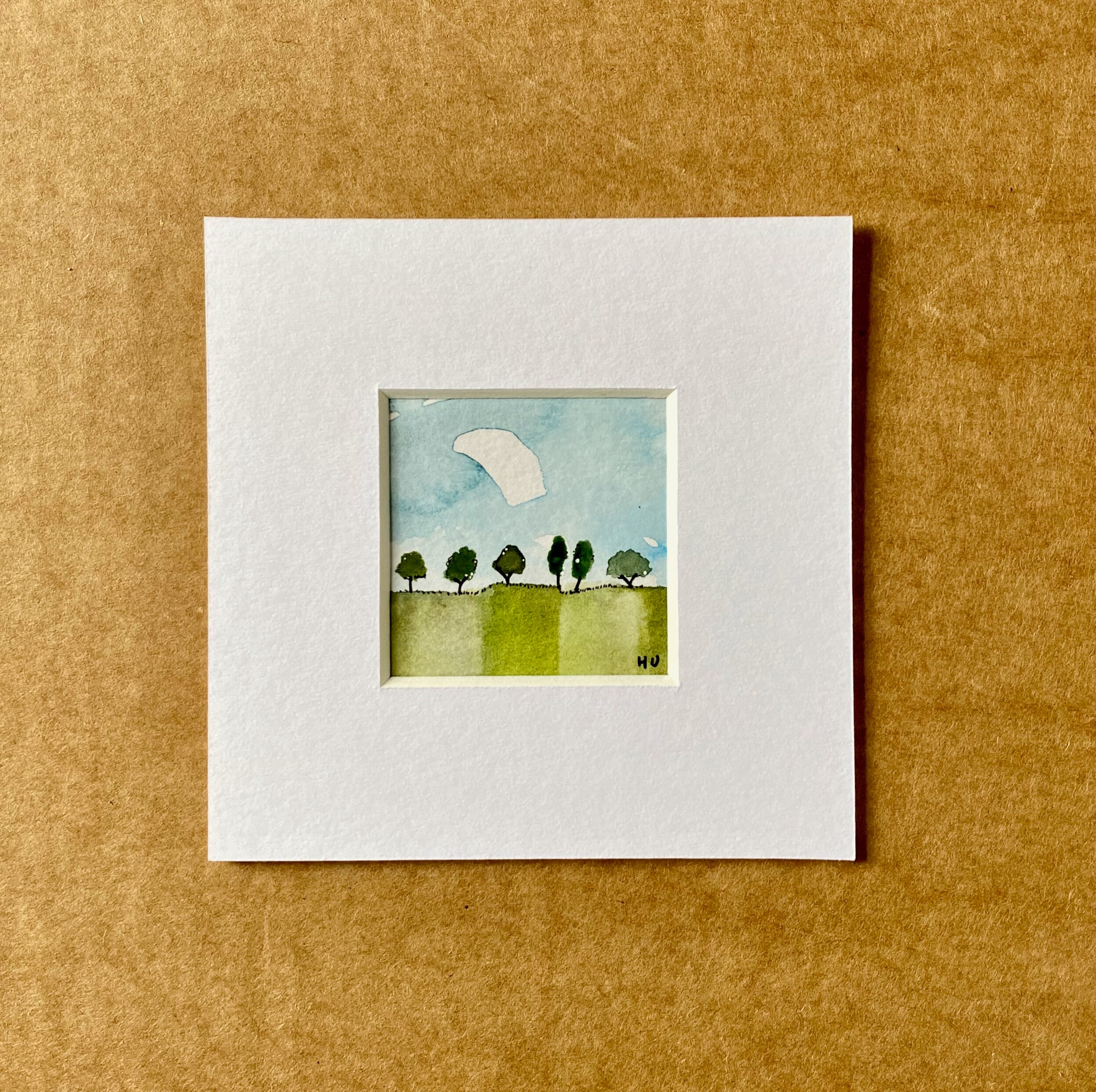 Original Miniature Collage Trees Painting, Unique Tiny Countryside Wall ...