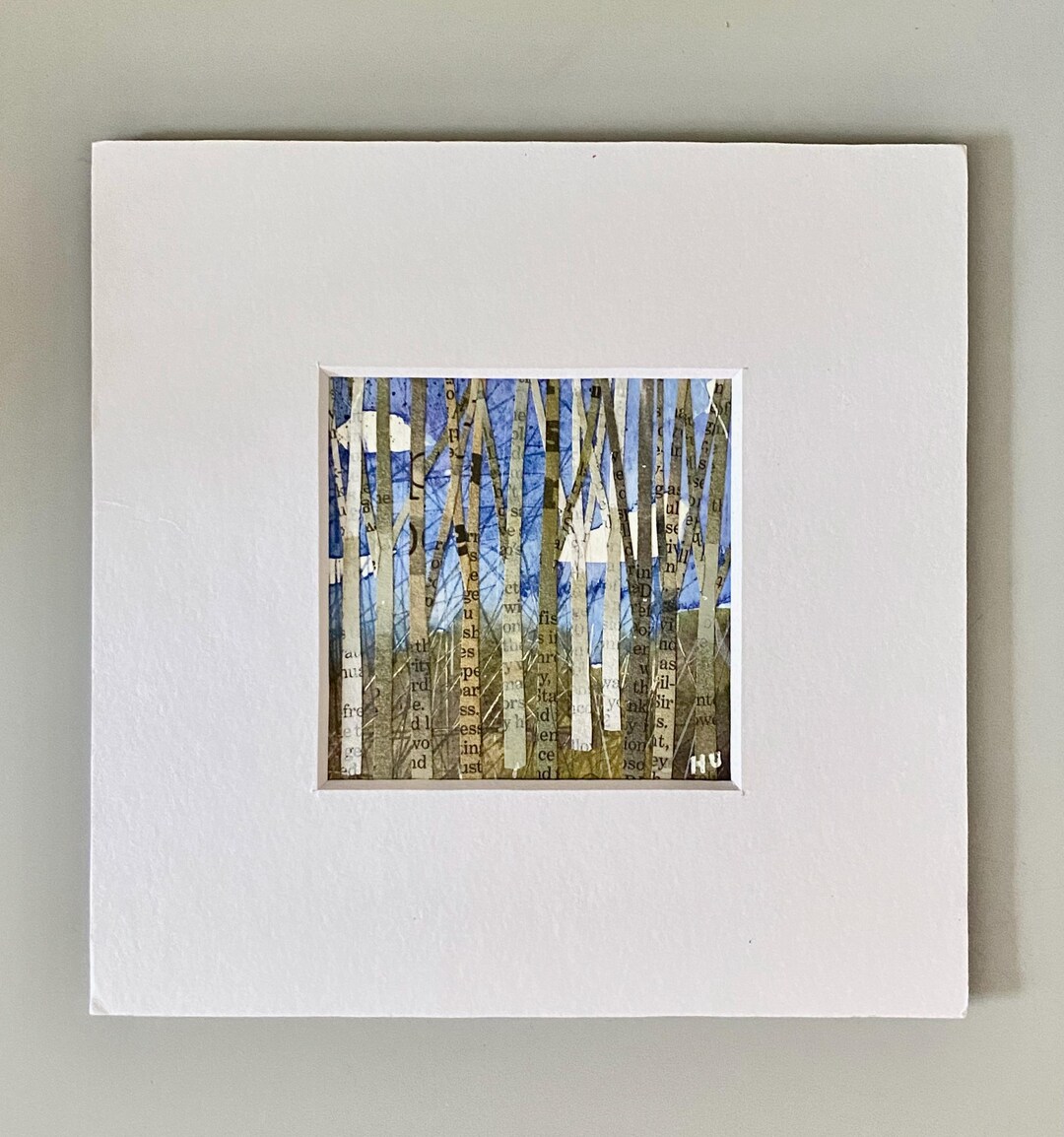 Original Collage Trees Wall Art, Small Watercolour and Paper Collage ...