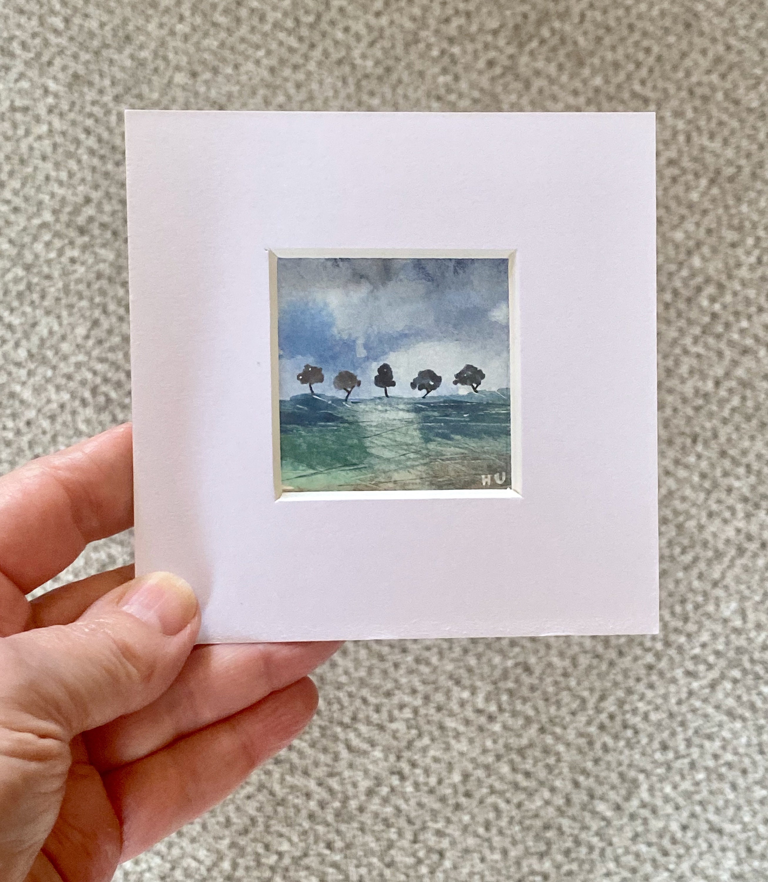 Miniature Watercolour Trees Landscape Painting, Tiny Original ...