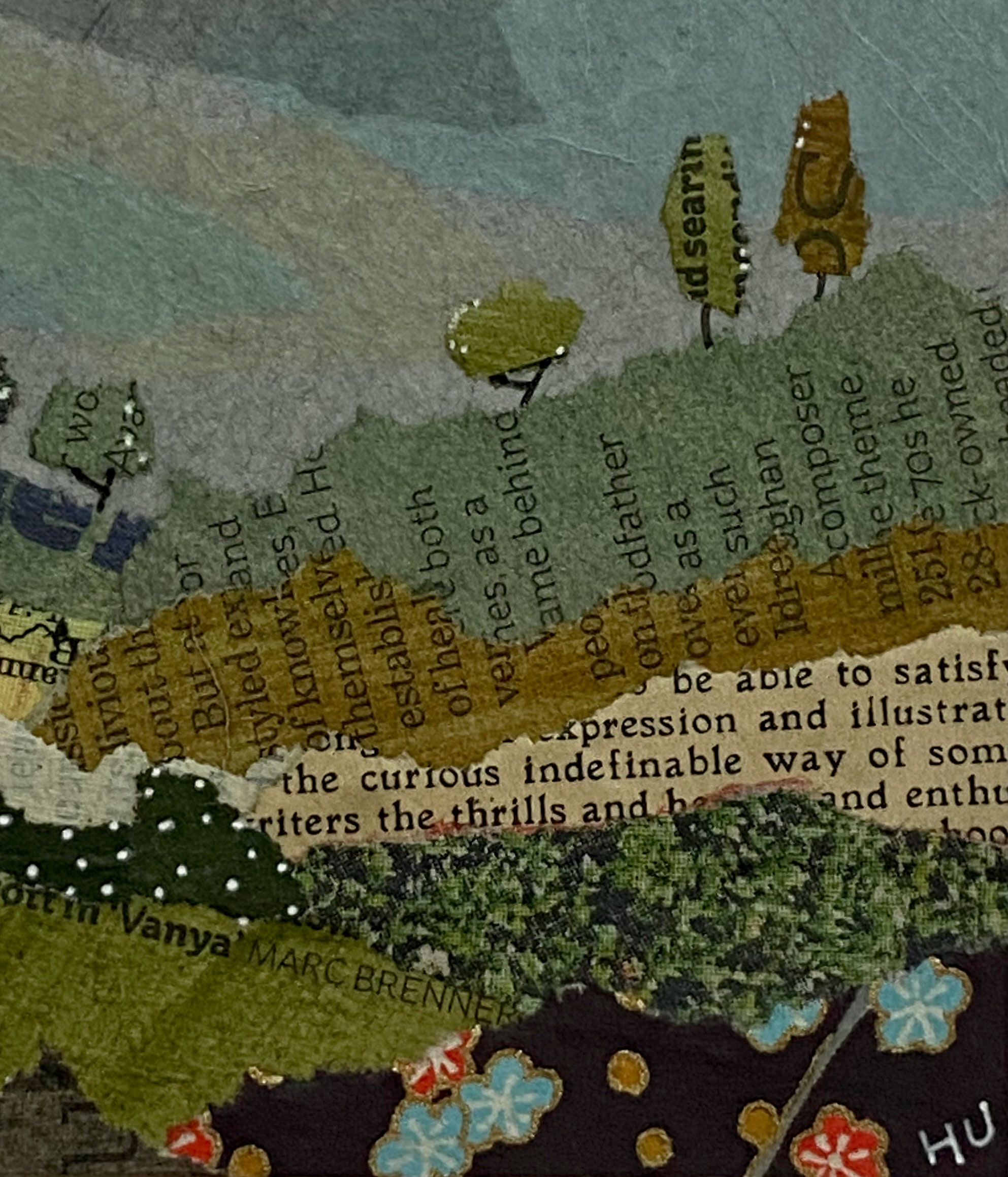 Original Collage Landscape Painting, Countryside Wall Art, Paper ...