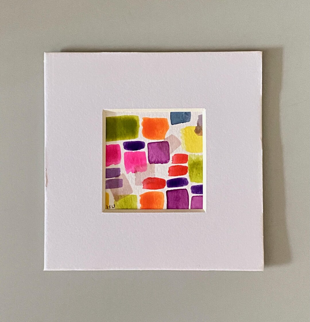 Miniature Abstract Painting: Original Watercolour Art, Mini Modern Wall ...