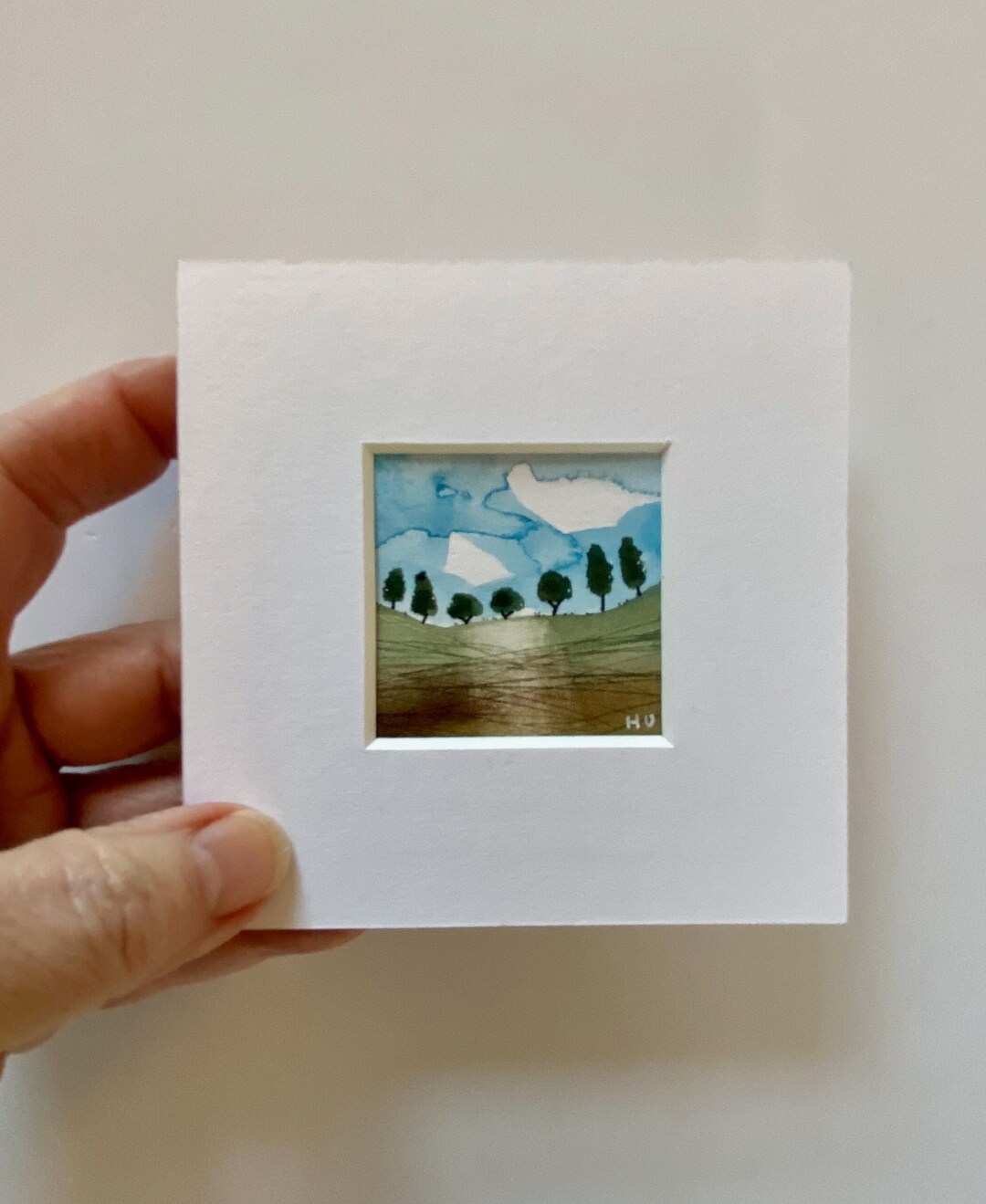 Tiny Original Watercolour Trees Landscape Painting, Unique Miniature ...