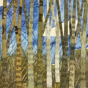 Original Collage Trees Wall Art, Small Watercolour and Paper Collage ...