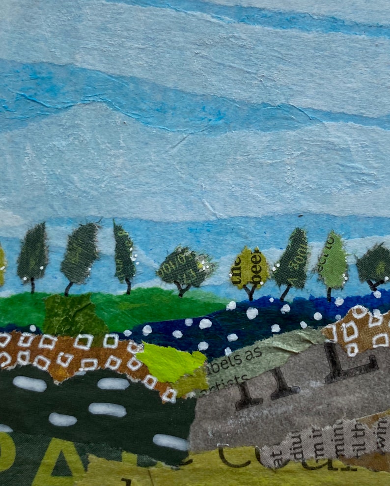 Original Collage Landscape Art, Small Unique Artwork, Paper Collage ...