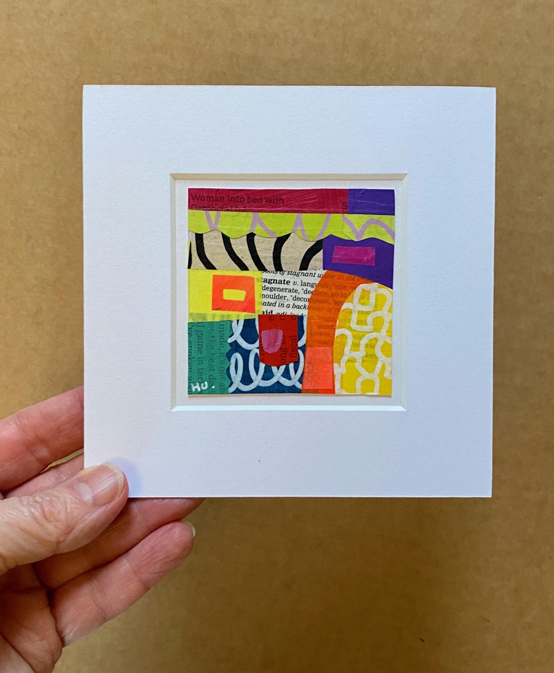 Miniature Abstract Painting: Paper Collage Wall Art, Tiny Original ...