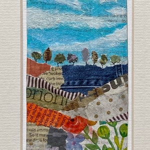 Original Colourful Collage Landscape Painting, Small Handmade ...