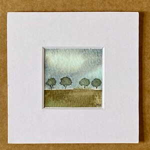 Miniature Watercolour Trees Landscape Painting, Original Tiny Nature ...