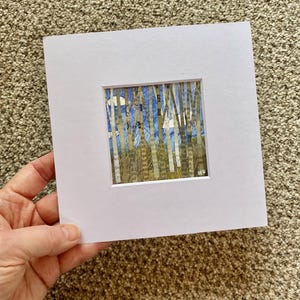 Original Collage Trees Wall Art, Small Watercolour and Paper Collage ...