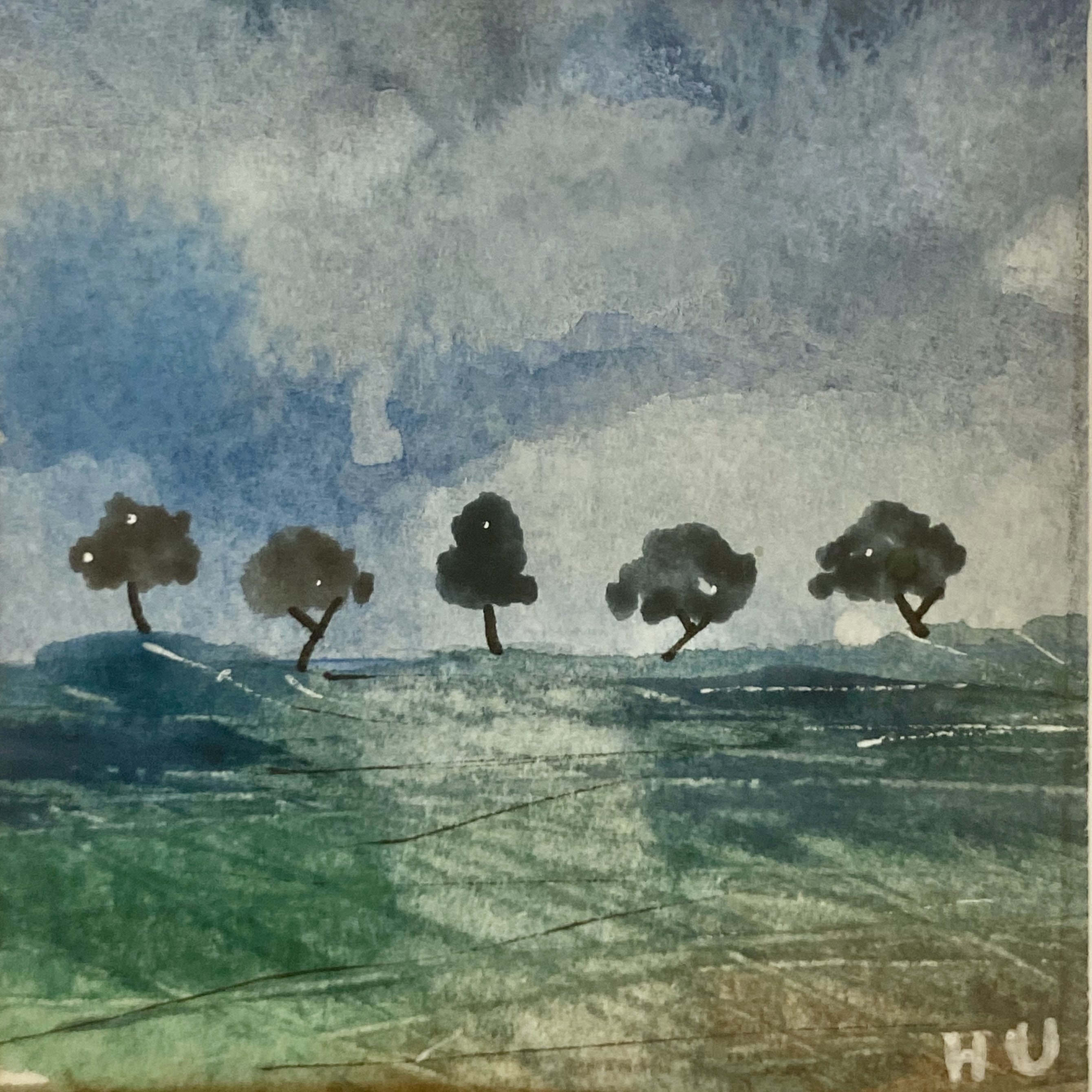 Miniature Watercolour Trees Landscape Painting, Tiny Original ...