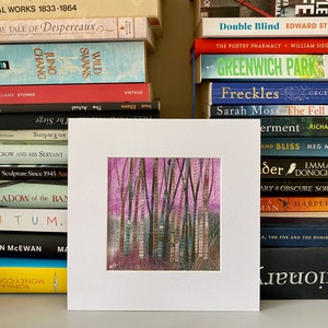 Handmade Paper Collage Trees Painting: Pink Woodland Wall Art. - Etsy