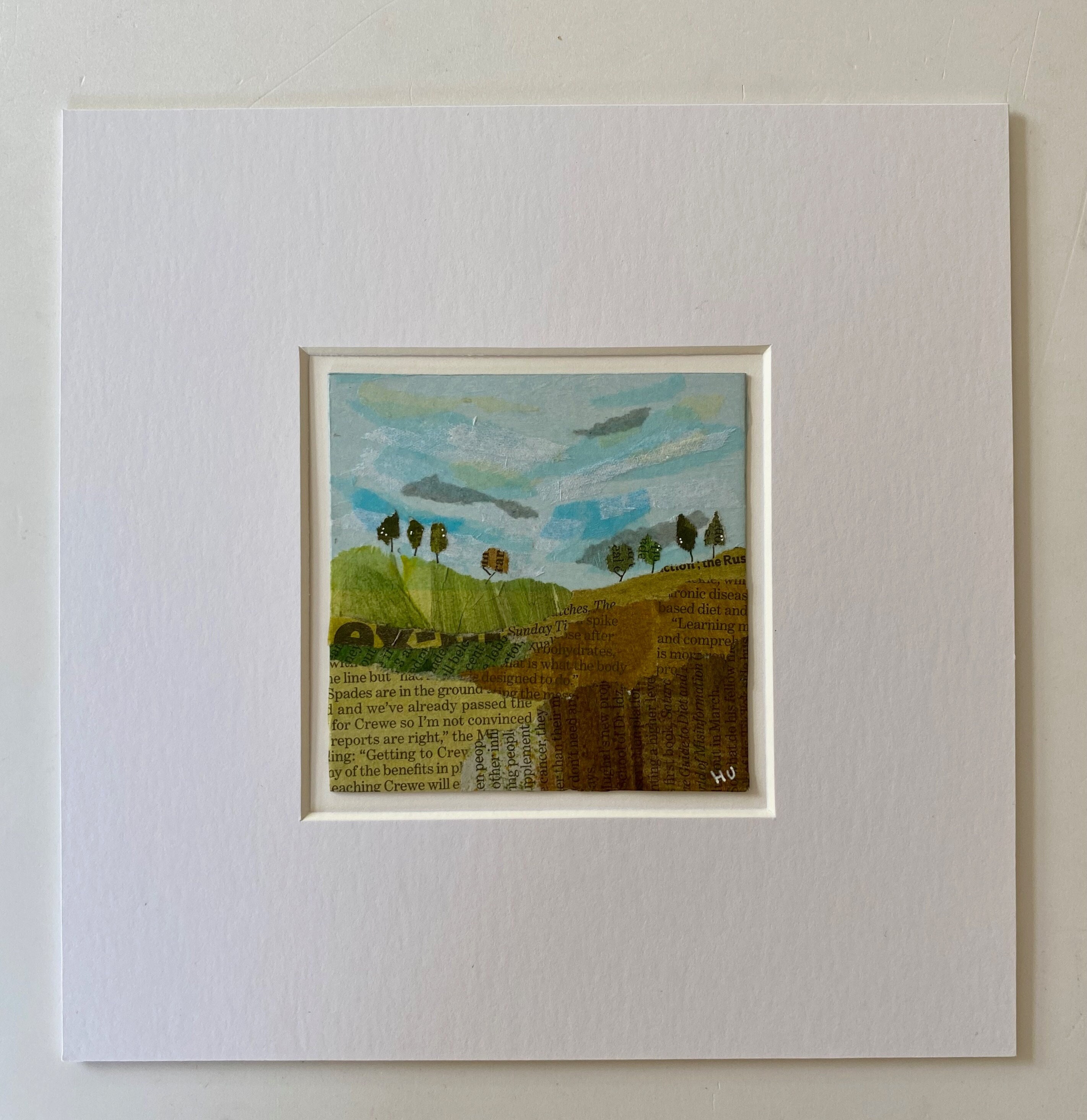 Original Landscape Painting Small Collage and Acrylic - Etsy