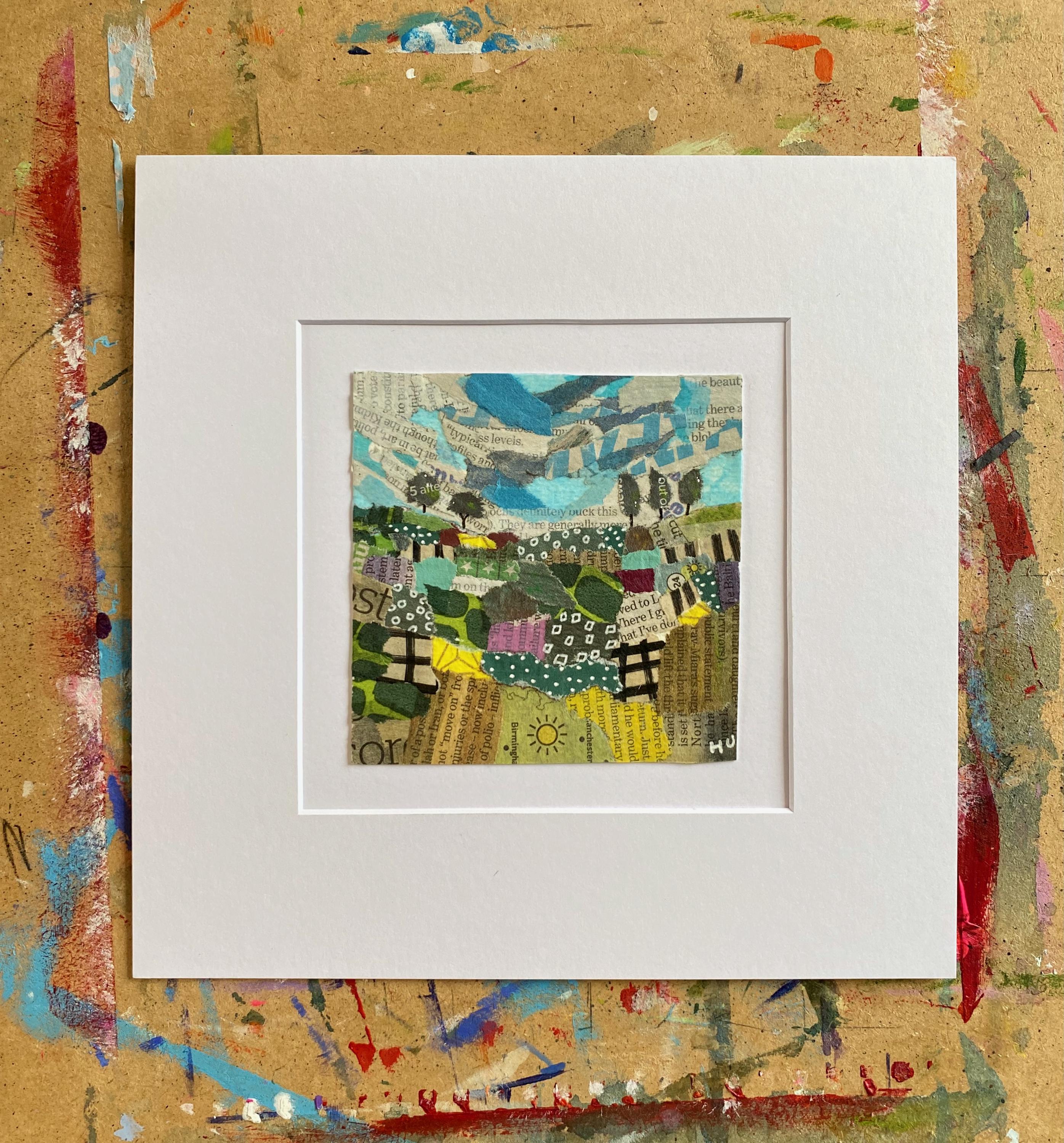 Collage Abstract Landscape Painting, Small Original Paper Collage ...