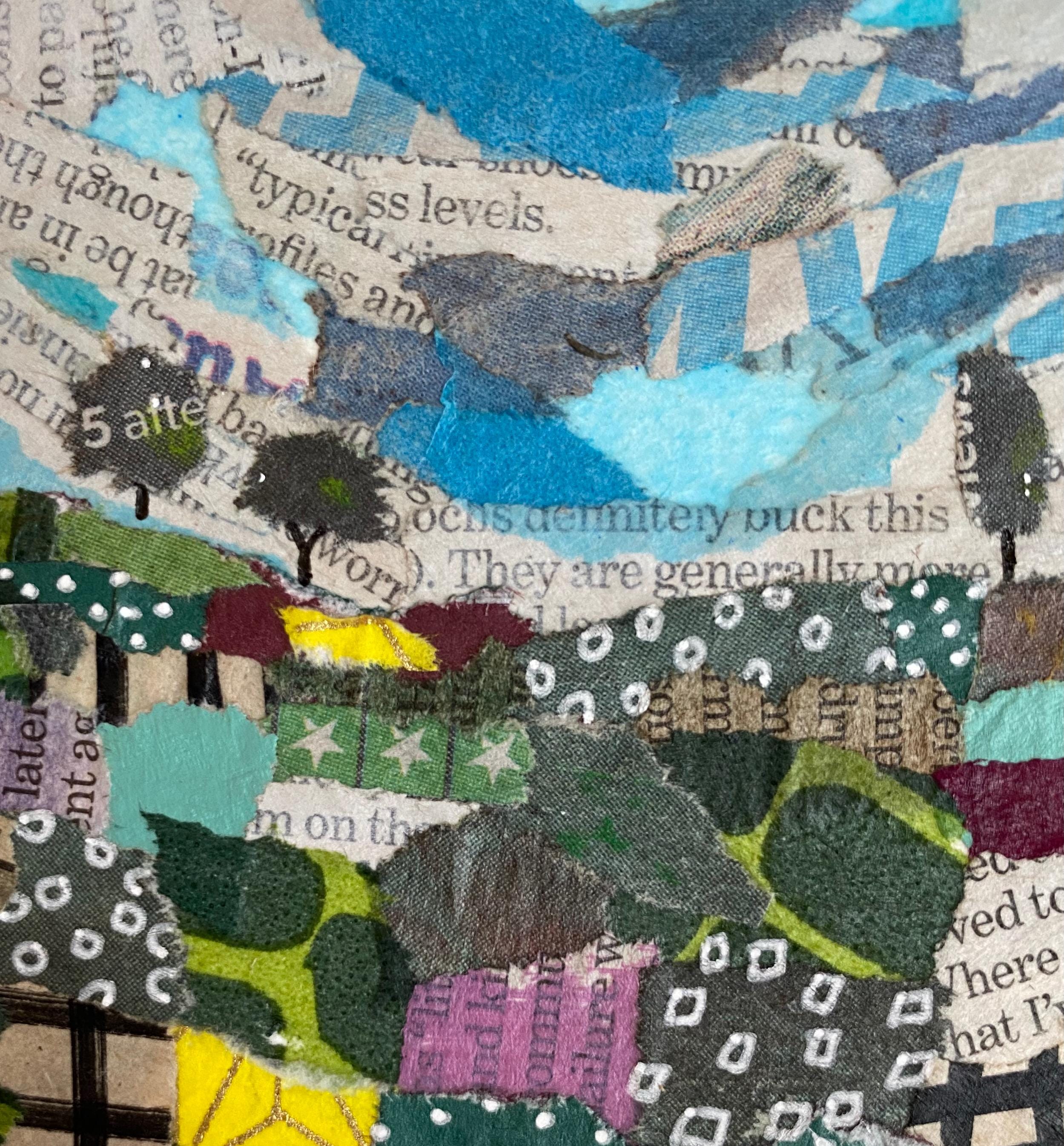 Collage Abstract Landscape Painting, Small Original Paper Collage ...