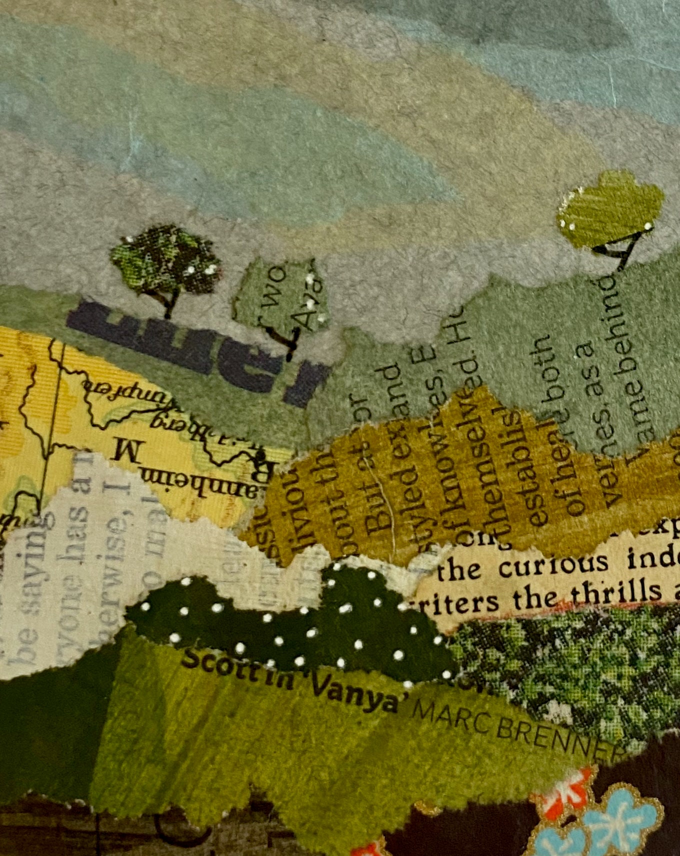 Original Collage Landscape Painting, Countryside Wall Art, Paper ...