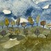 Small Watercolour Trees Landscape Painting, Original Green Collage ...
