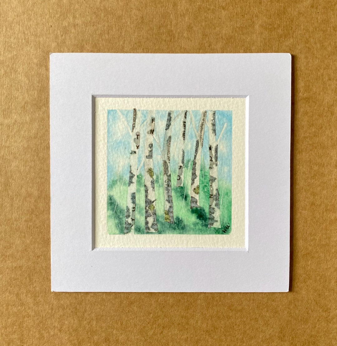 Original Paper Collage Trees Landscape Wall Art, Nature Inspired ...
