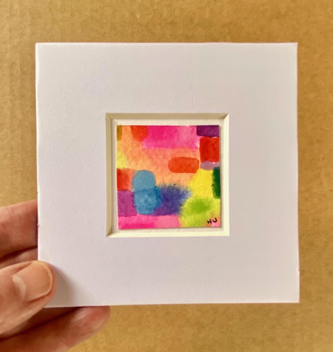 Miniature Watercolour Abstract Painting, Tiny Modern Artwork Gift, Mini ...