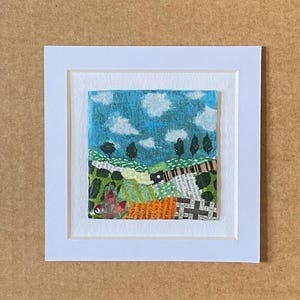 Small Collage Landscape Painting, Original Abstract Countryside Wall ...