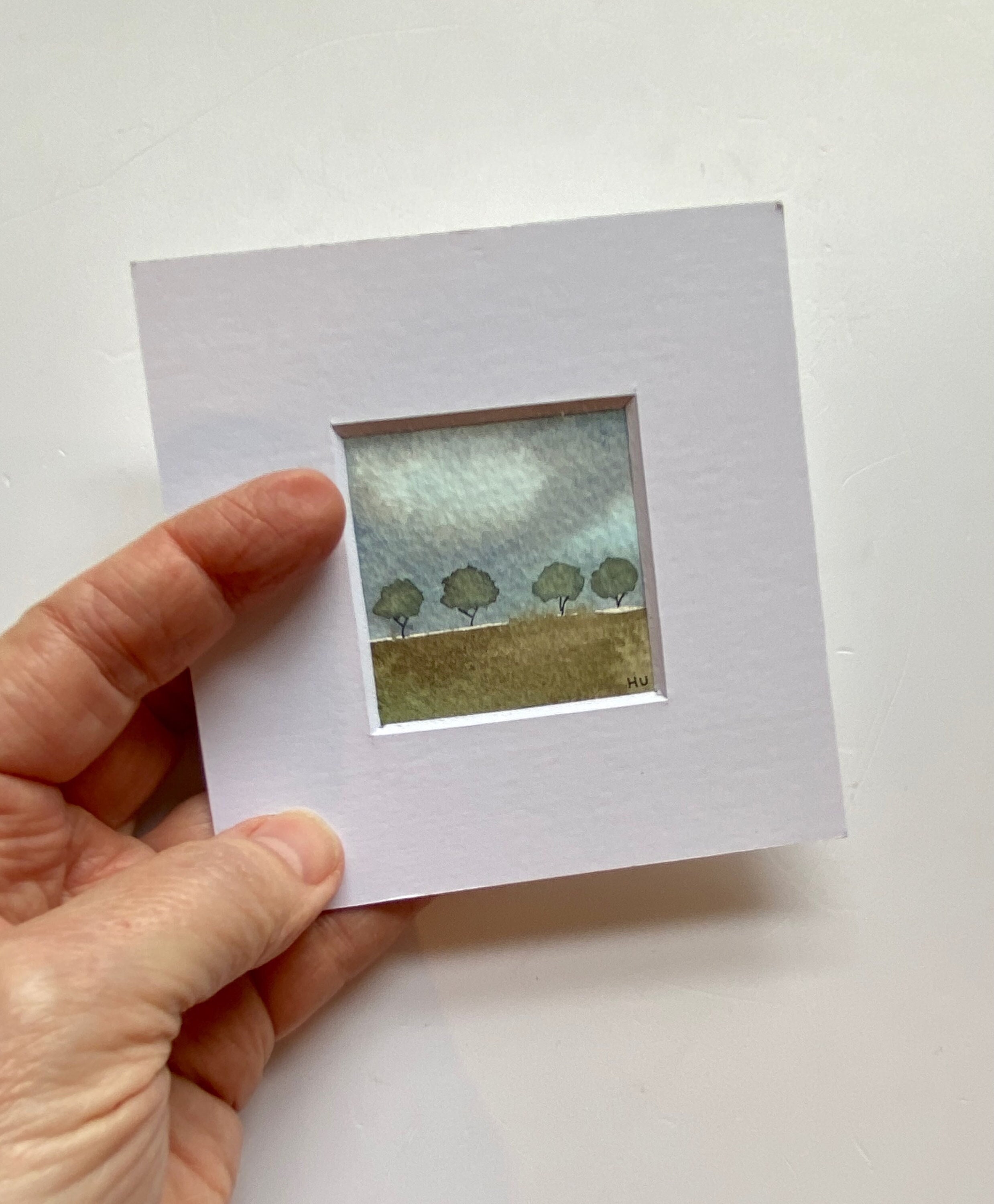 Miniature Watercolour Trees Landscape Painting, Original Tiny Nature ...