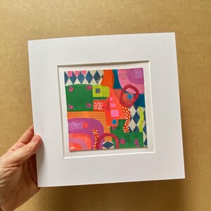 Original 9x9 Colourful Collage Abstract Wall Art, Fun Vibrant Modern ...