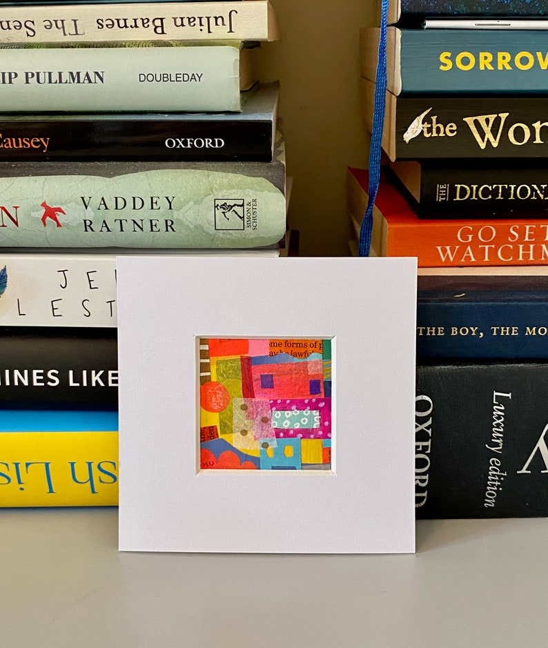 Colourful Miniature Collage Abstract Wall Art, Tiny Original Modern ...