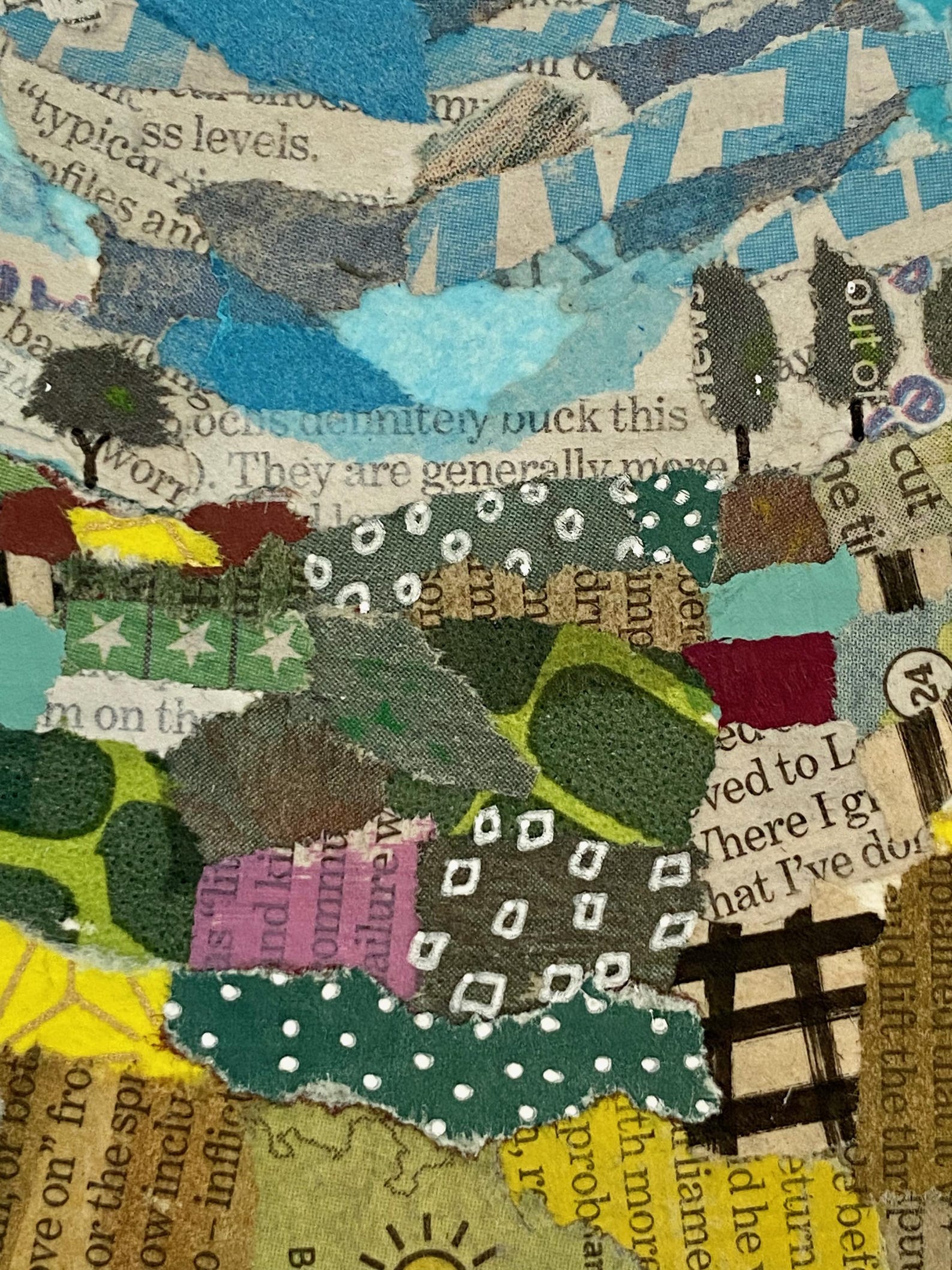 Collage Abstract Landscape Painting, Small Original Paper Collage ...